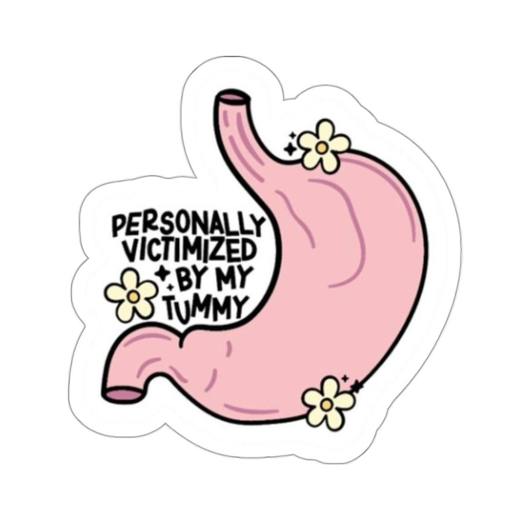 Funny Tummy Sticker for Girls, Belly Problem Decal, Humorous Stomach ...