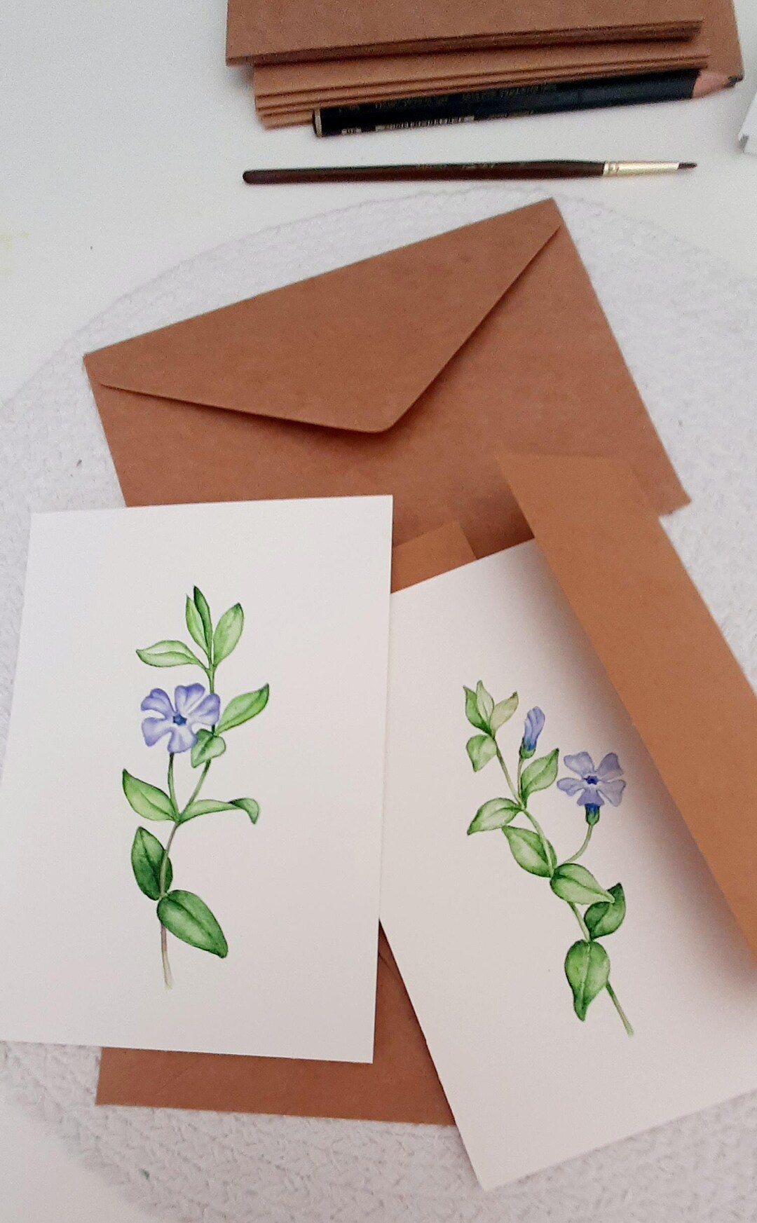 Unique Original Watercolor Painting Periwinkle, Violet Flower, Wall Art ...