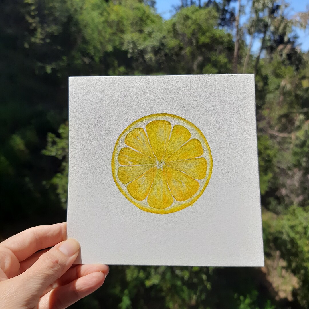 Original Watercolor Painting Lemon, Unique Watercolor Yellow Fruit ...