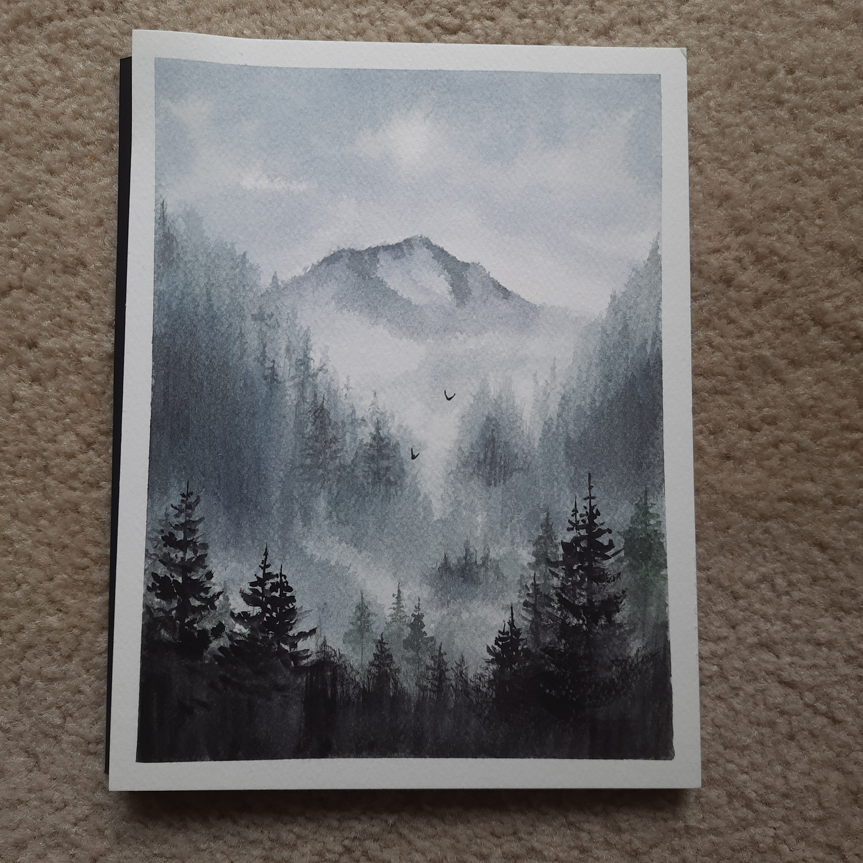 Original Watercolor Painting Misty Forest Original Watercolor Landscape ...