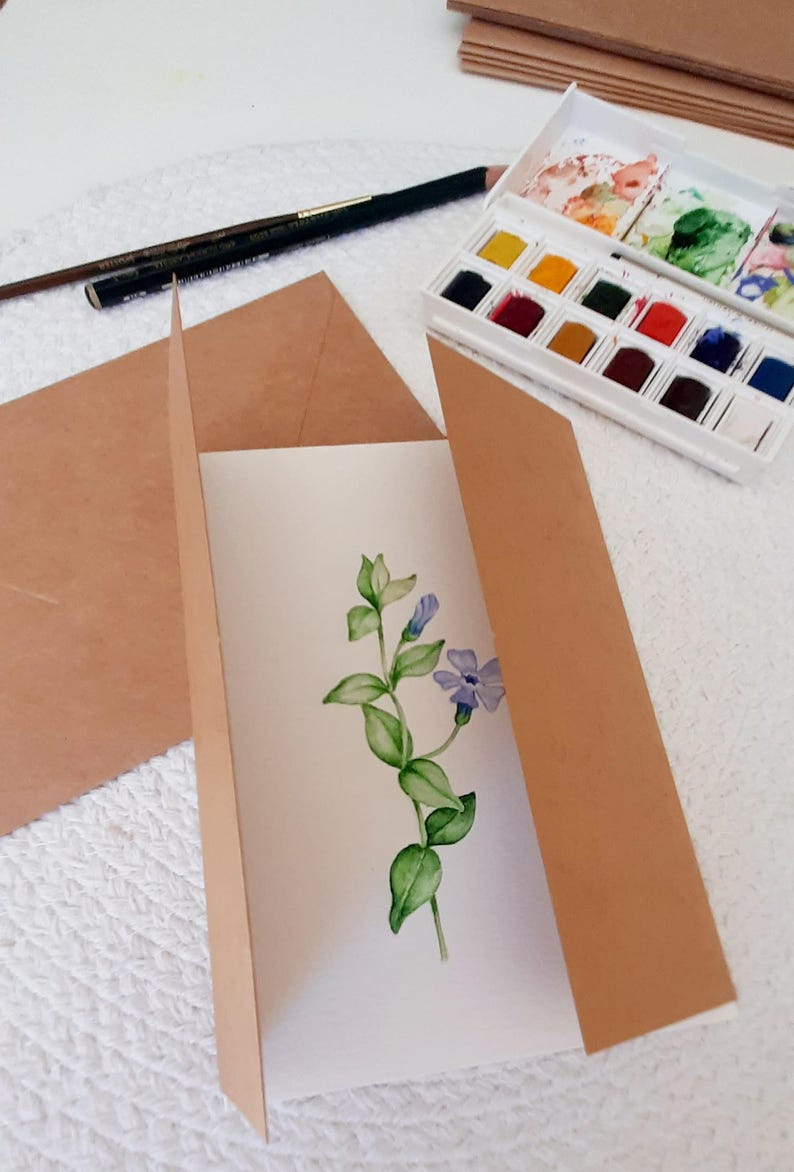 Unique Original Watercolor Painting Periwinkle, Violet-purple Flower ...