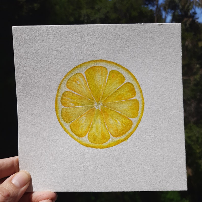 Original Watercolor Painting Lemon, Unique Watercolor Yellow Fruit ...