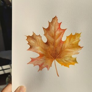 Original Watercolor Painting Maple Leaf, Purple Maple Leaf Home Decor ...