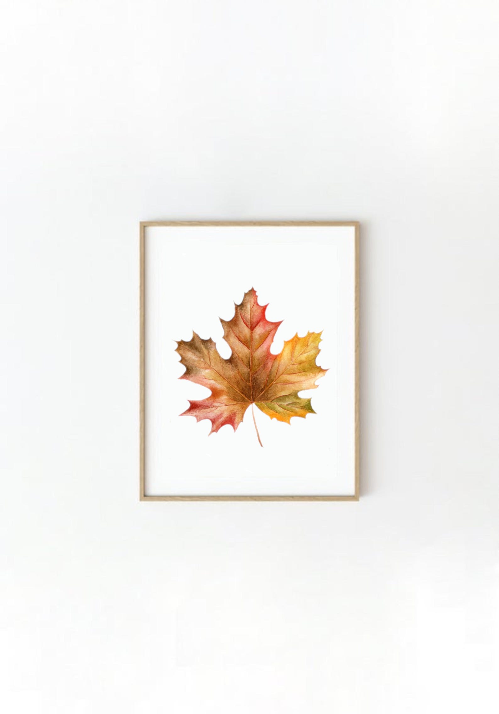 Original Watercolor Painting Maple Leaf, Purple Maple Leaf Home Decor ...