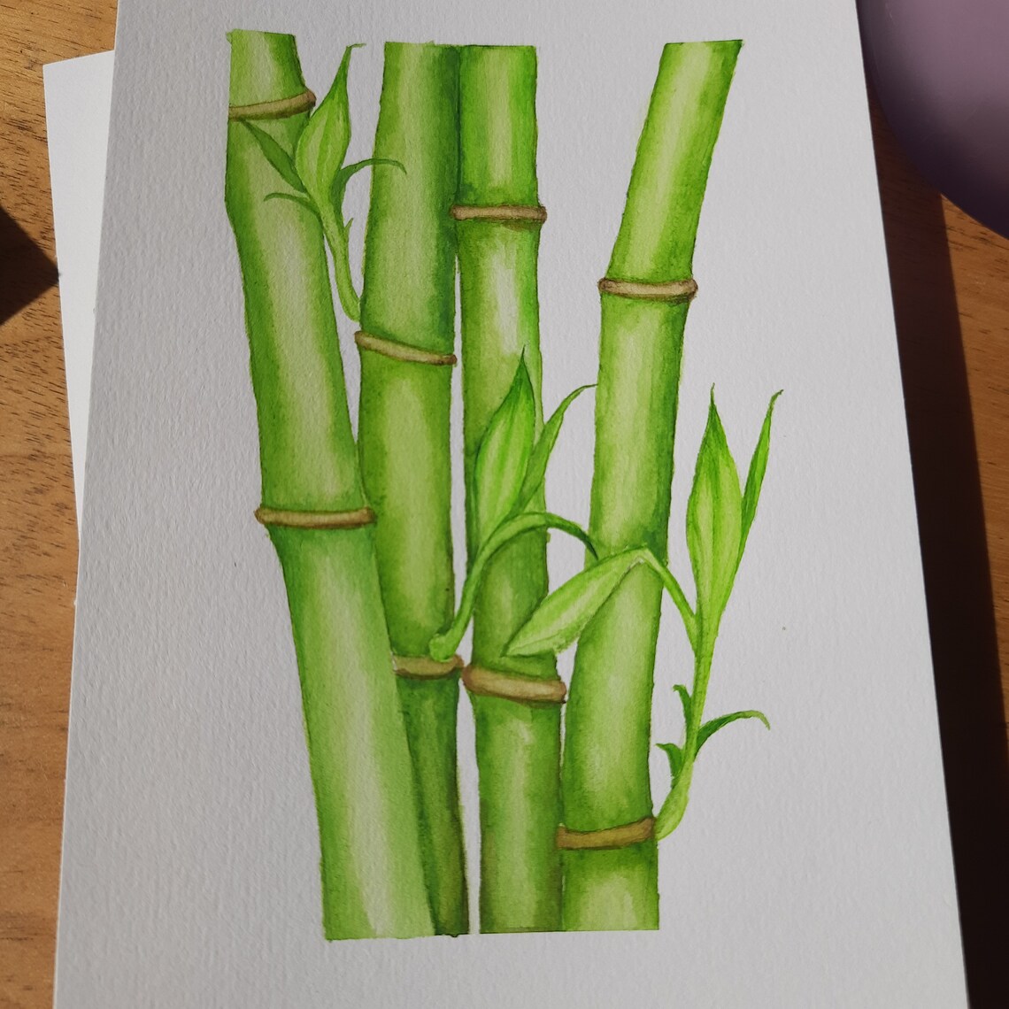 Unique Original Watercolor Painting Bamboo Plant, Green Plant Art ...