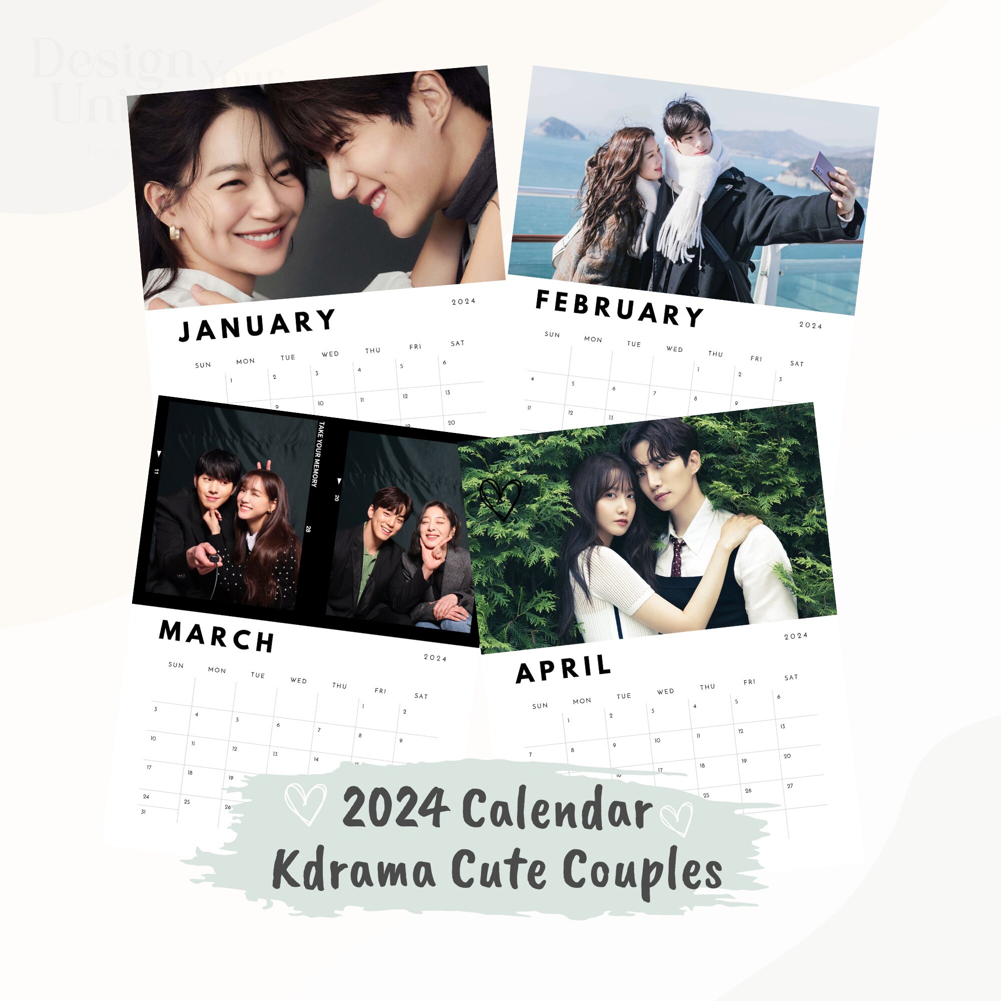 Kdrama 2024 Calendar Printable K-drama Cute Couples Instant Download ...