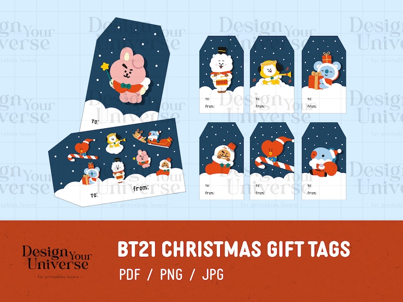 BT21 CHRISTMAS Tags ~ 7 Designs | Cricut Cut File, Silhouette Cut File ...