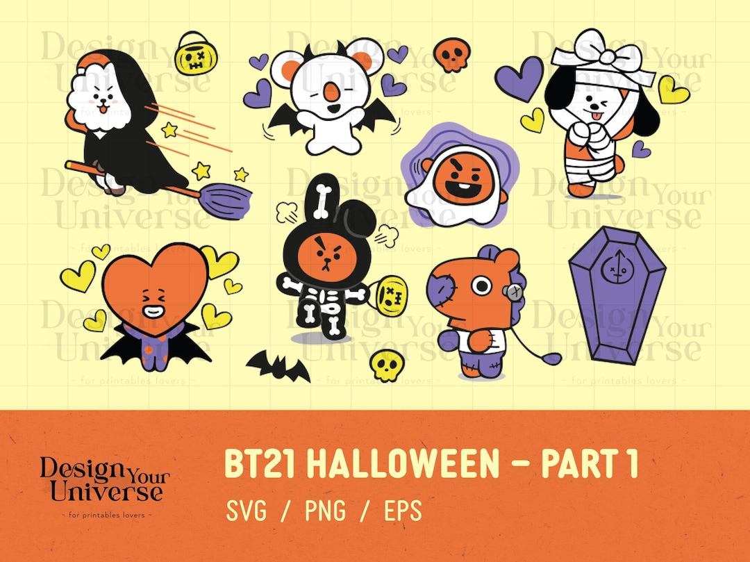 BT21 HALLOWEEN Part 1 ~ 12 Designs | Cricut Cut File, Silhouette Cut ...