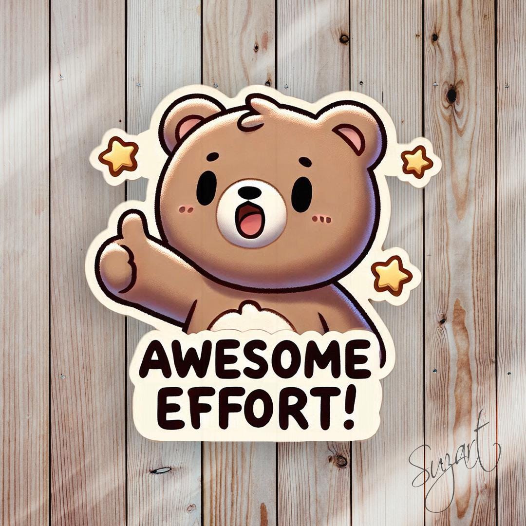 Cute Bear Sticker for Kids, Animal Kawaii Sticker Gift Vinyl Waterproof ...