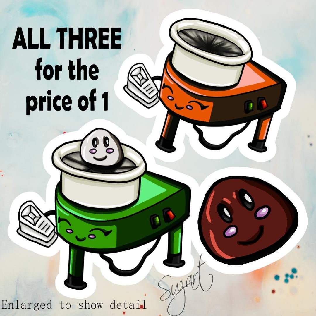 Ceramic Sticker Bundle, Kawaii Sticker for Pottery Lover Gift, Vinyl ...