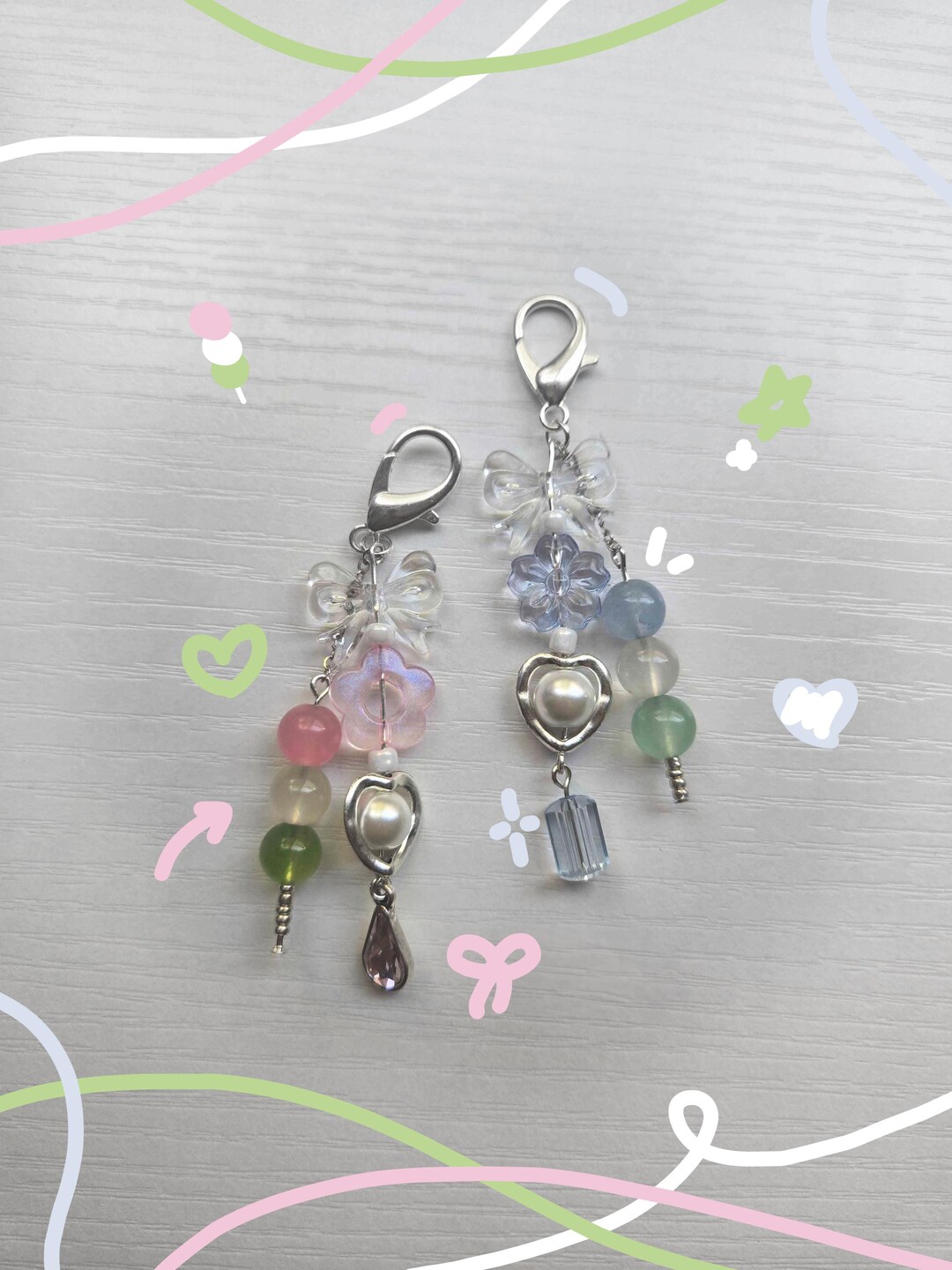 Matching Dango Keychains Set | Phone Charm | Pink, Blue, White - Etsy