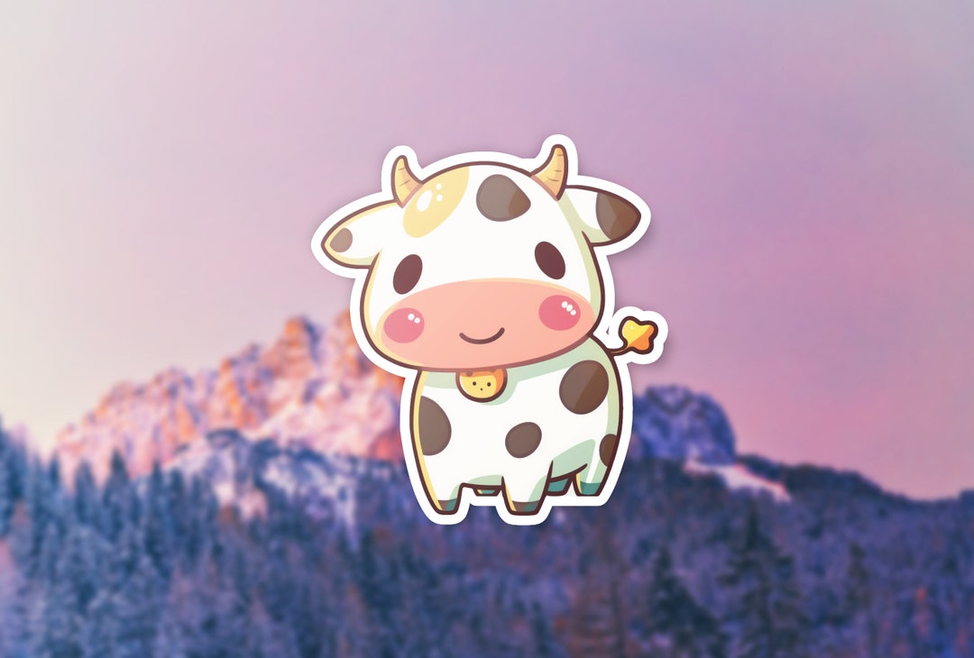 Cute Cow Sticker Laptop Sticker Scrapbook Sticker Animal Lover Cute Cow ...