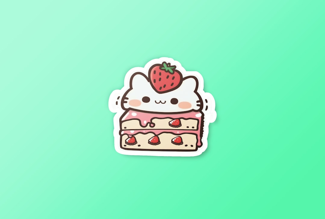 Cute Strawberry Cake Sticker Laptop Sticker Scrapbook Sticker Food ...