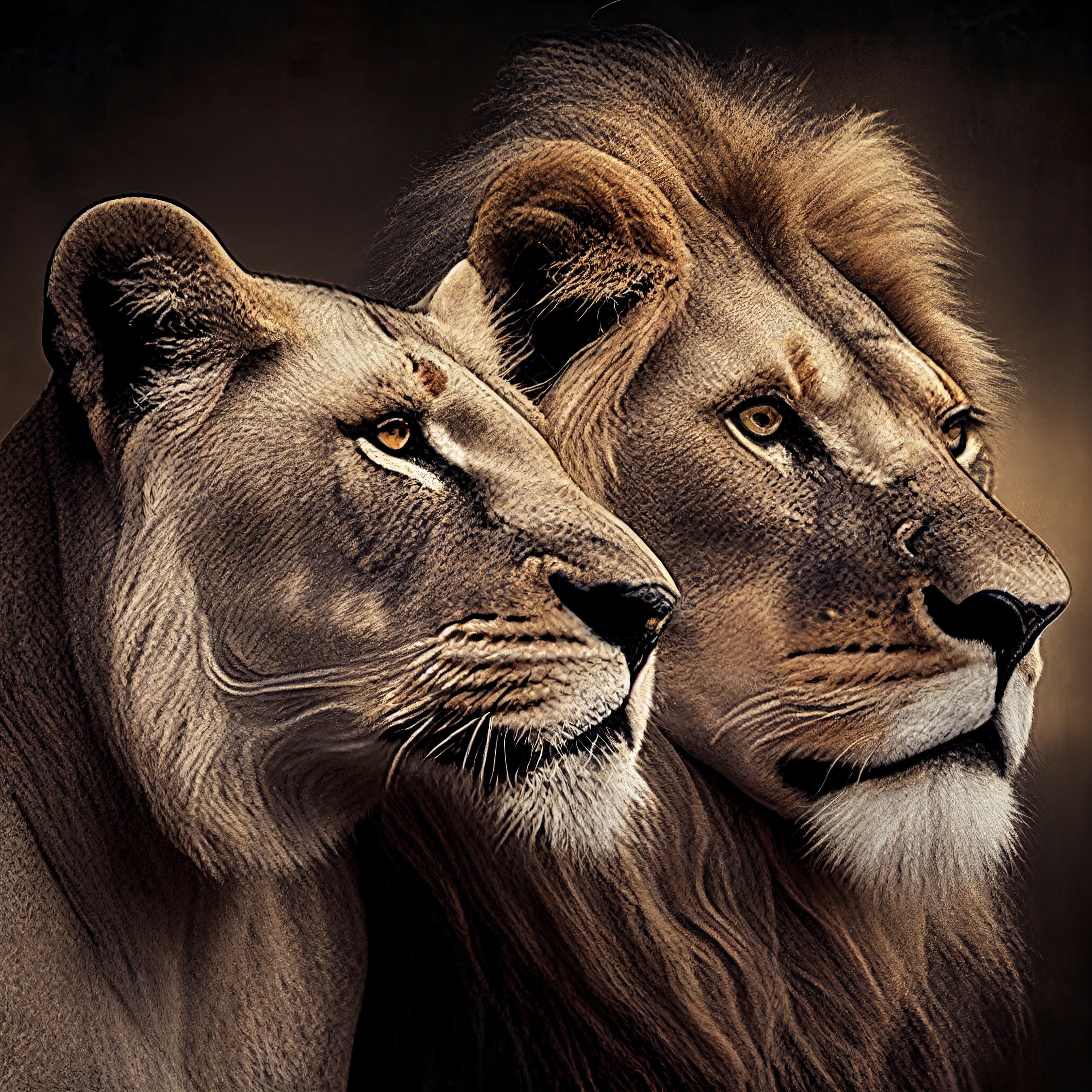 Vintage Lion and Lioness Portrait: African Plains Digital Print - Etsy