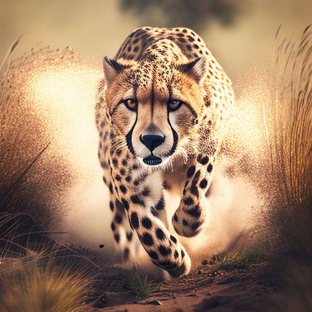 Velocity Unleashed: Cheetah Sprint Digital Print - Electrifying ...