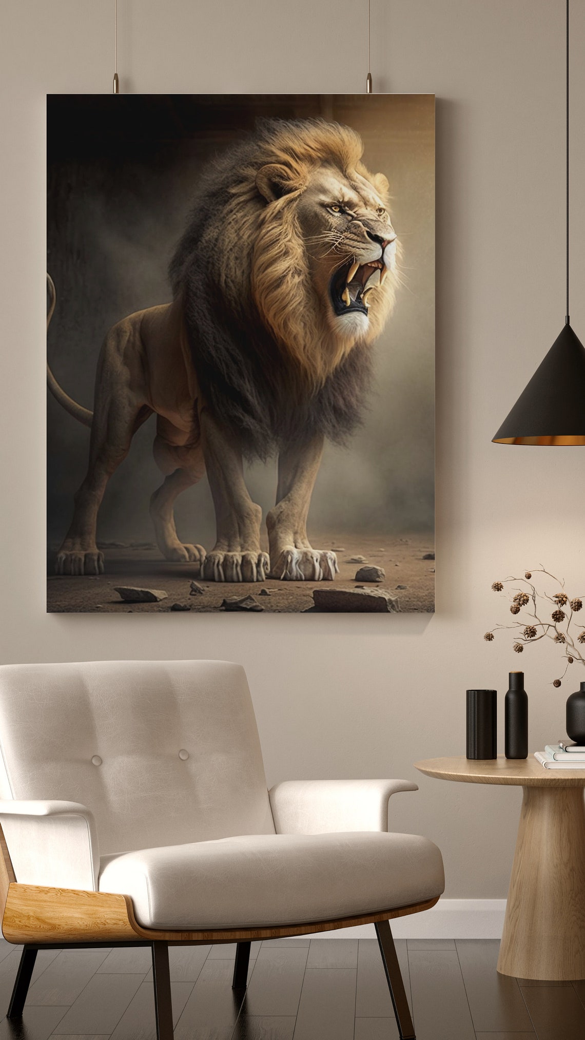 Roaring Lion Digital File, Printable Lion Art, Savanna Wall Decor, Lion ...