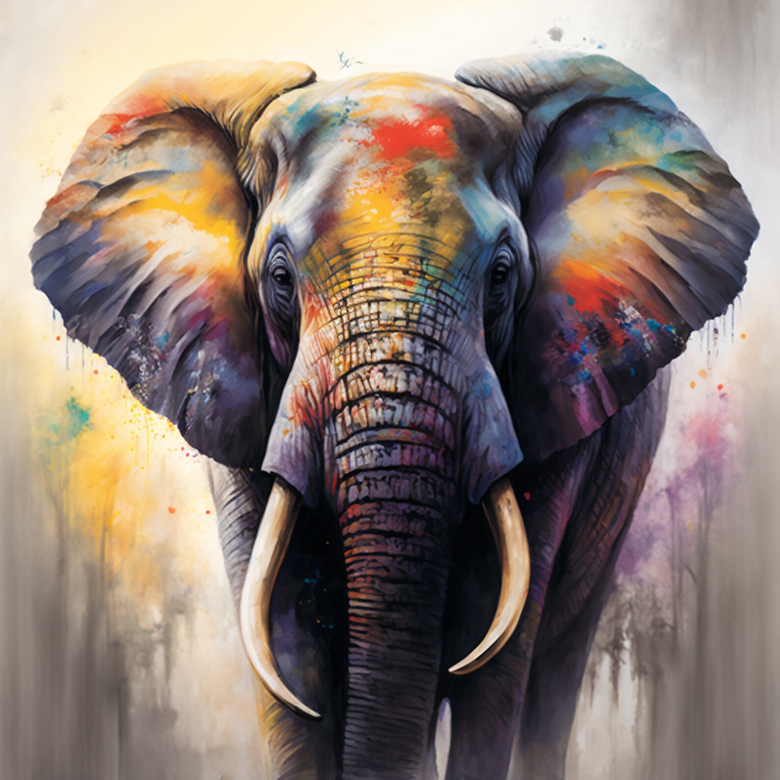 Regal Giant: Majestic Elephant Digital Print - Captivating Wildlife Art ...