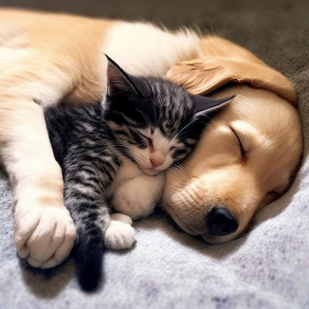 Cat & Dog Napping Digital Download, Pet Nap Art Print, Cute Animal Wall ...