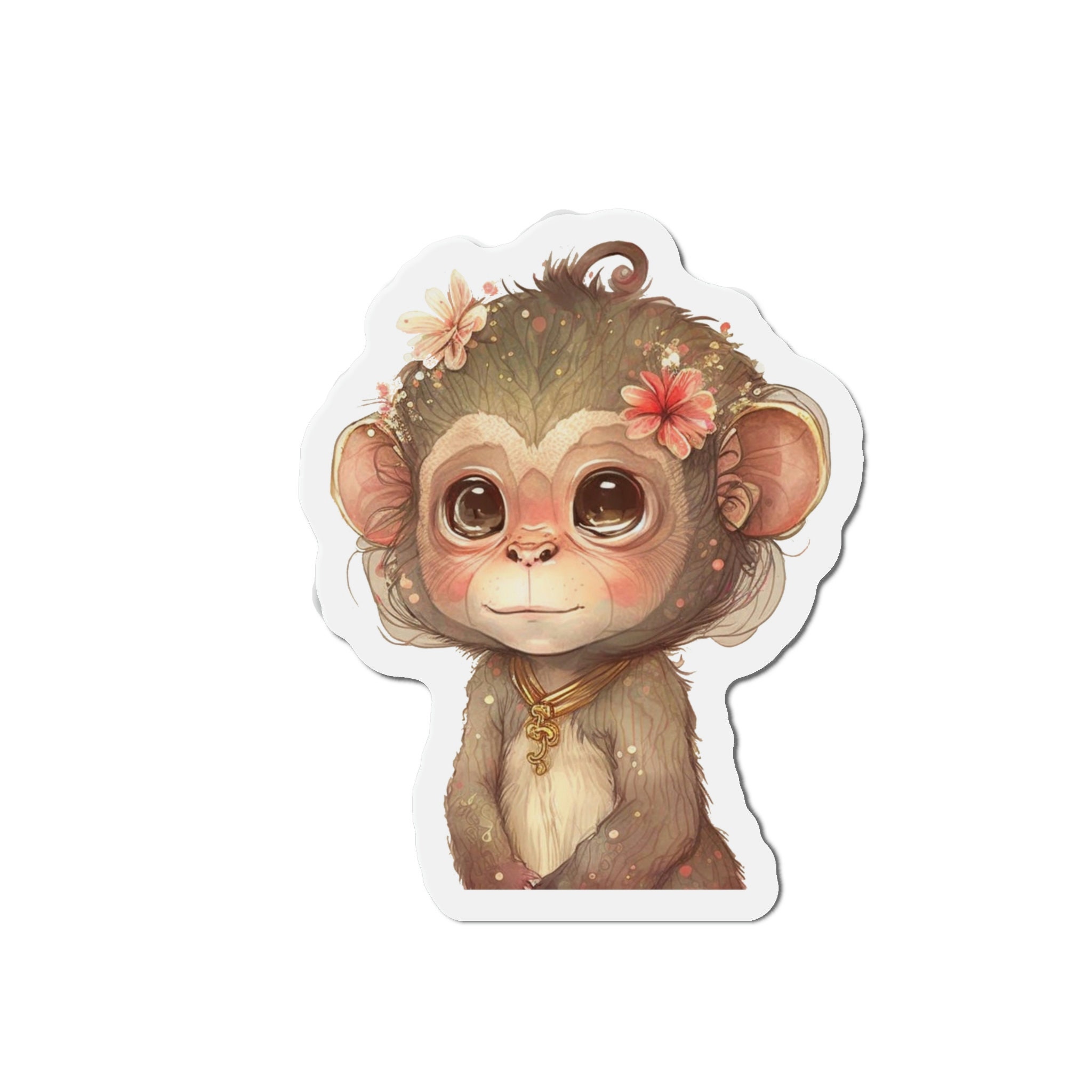 Kawaii Monkey Magnet Watercolor Monkey Magnet whimsical Monkey Magnet ...