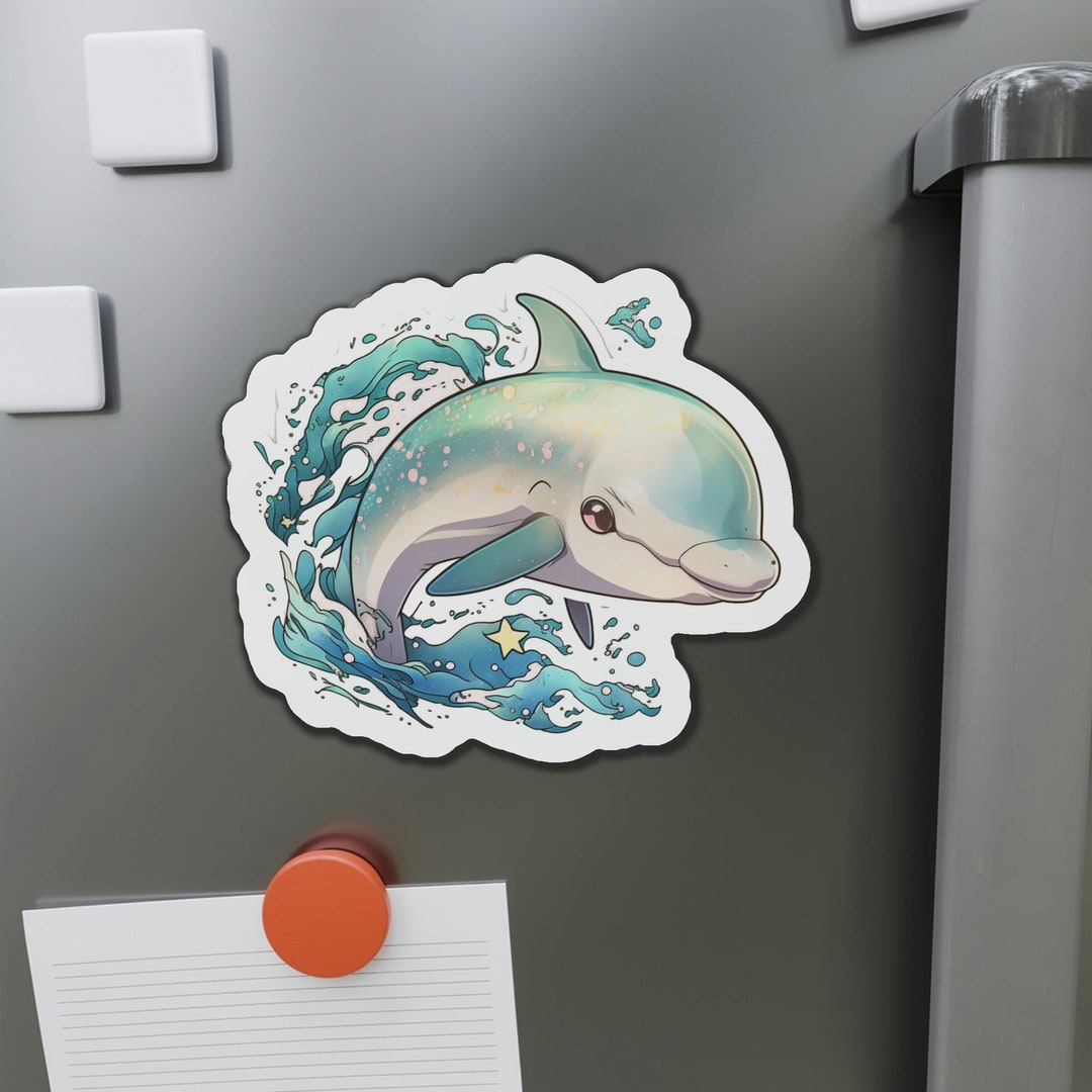 Kawaii Dolphin Magnet Watercolor Dolphin Magnet Whimsical Dolphin ...