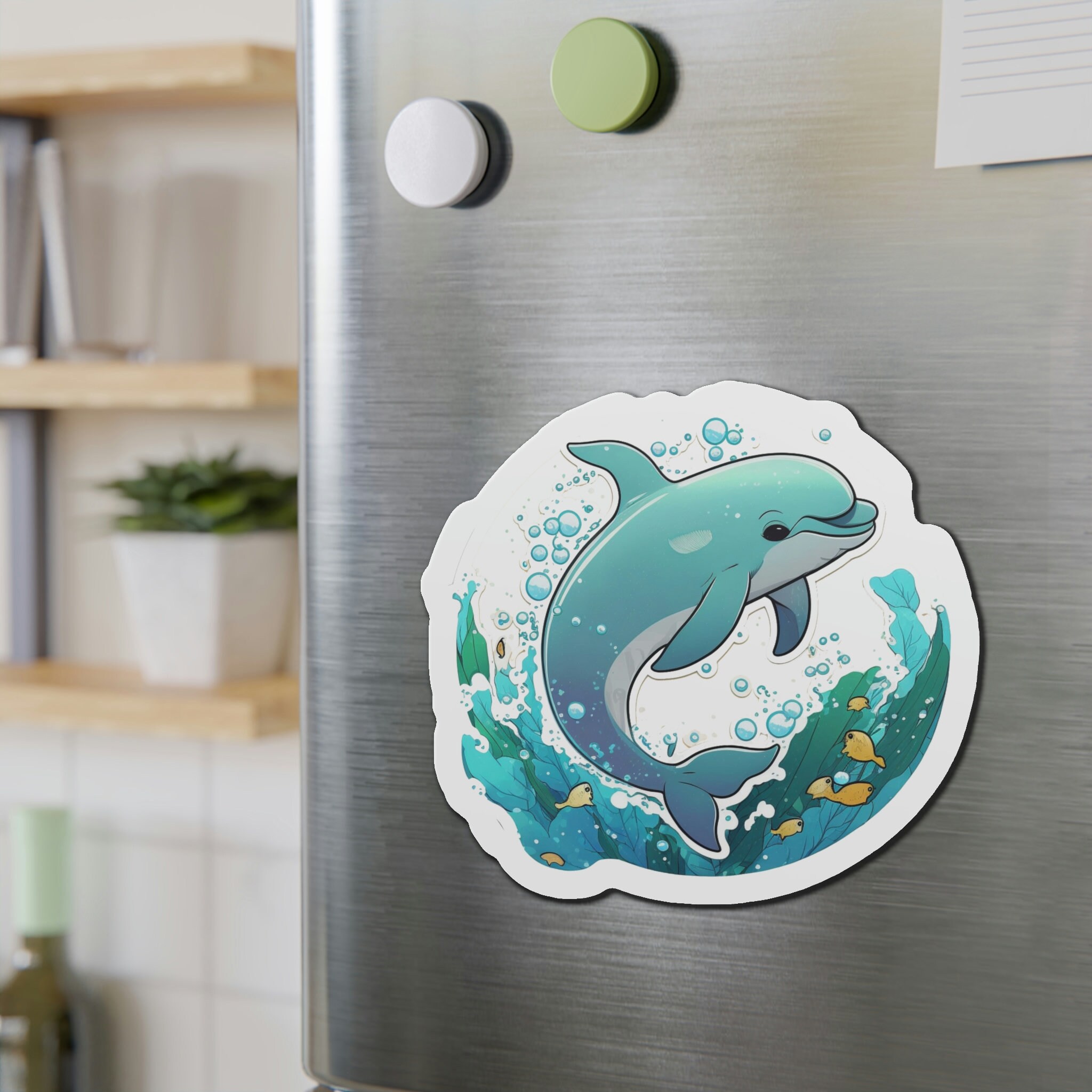 Kawaii Dolphin Magnet Watercolor Dolphin Magnet Whimsical Dolphin ...