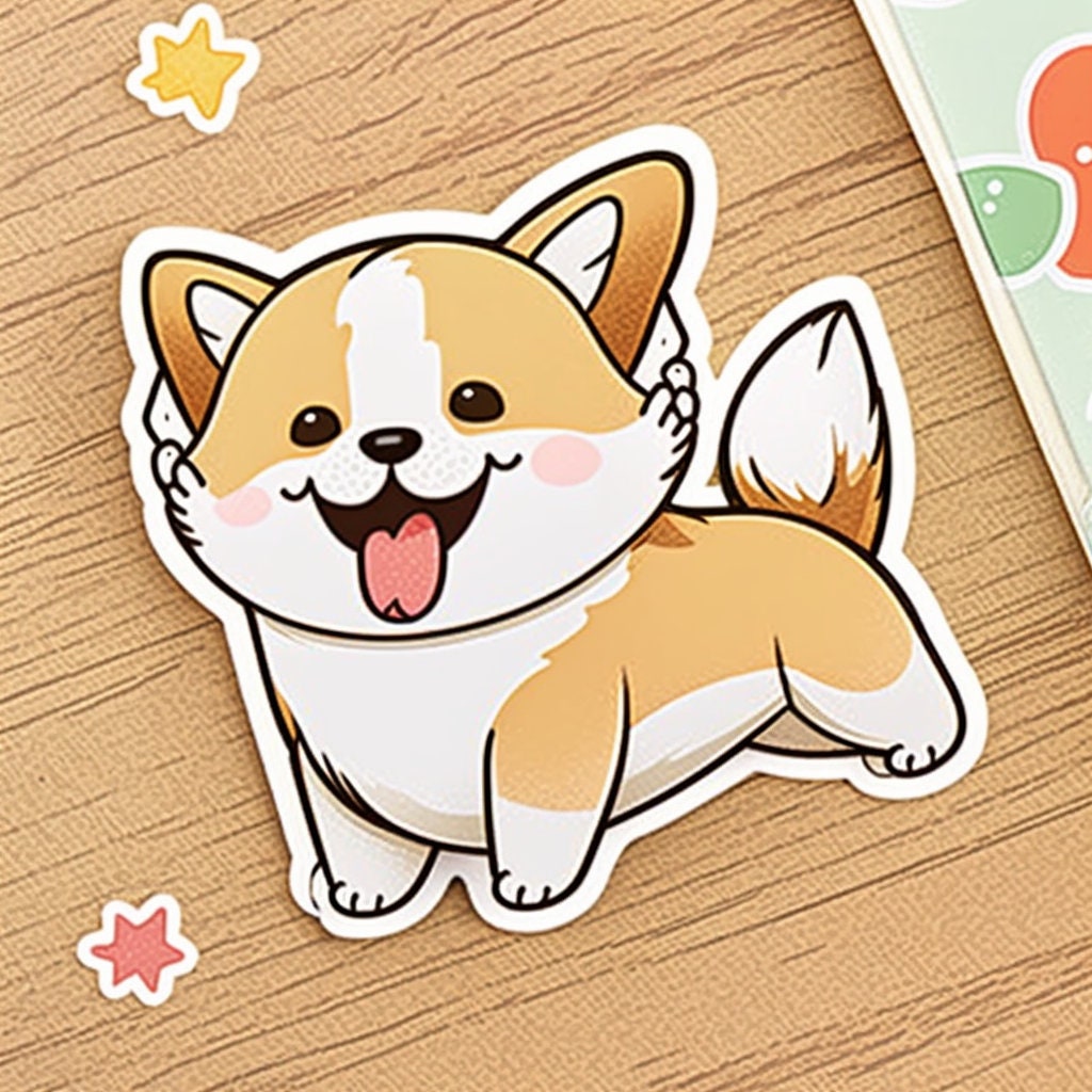 Kawaii Dog Sticker Watercolor Dog Sticker Whimsical Dog Sticker Dog ...