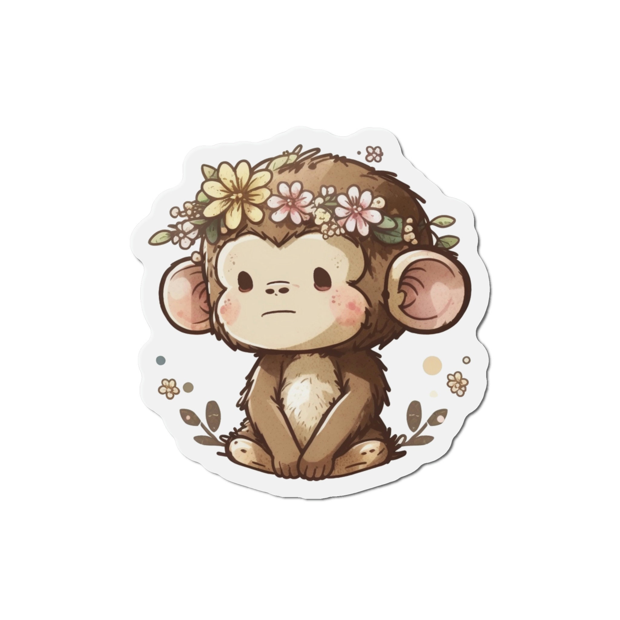 Kawaii Monkey Magnet Watercolor Monkey Magnet whimsical Monkey Magnet ...