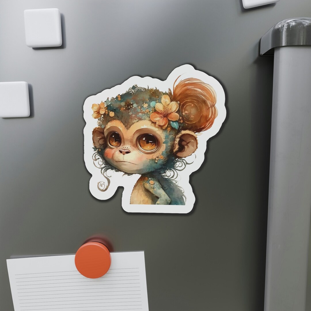 Kawaii Monkey Magnet Watercolor Monkey Magnet whimsical - Etsy