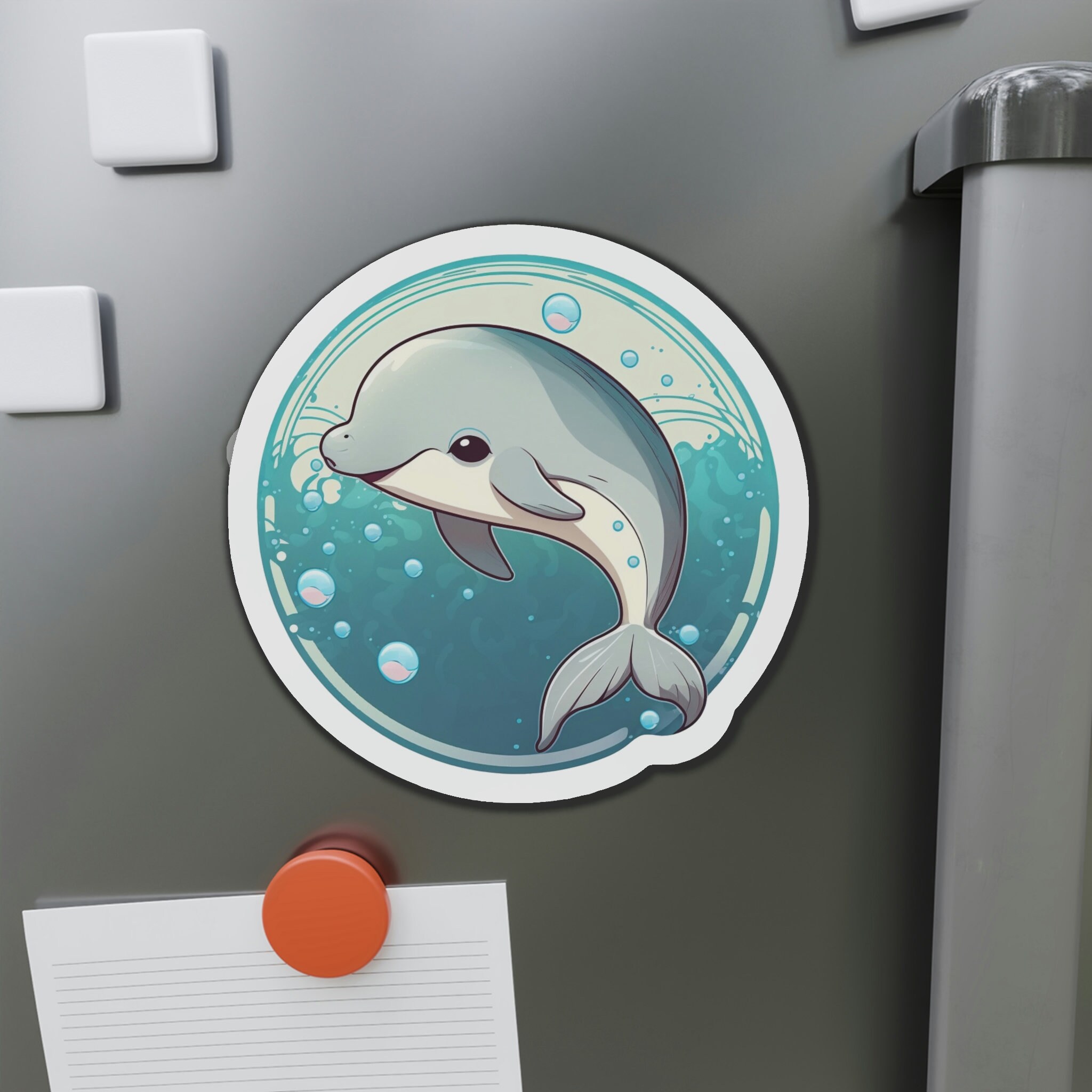 Kawaii Dolphin Magnet Watercolor Dolphin Magnet Whimsical Dolphin ...