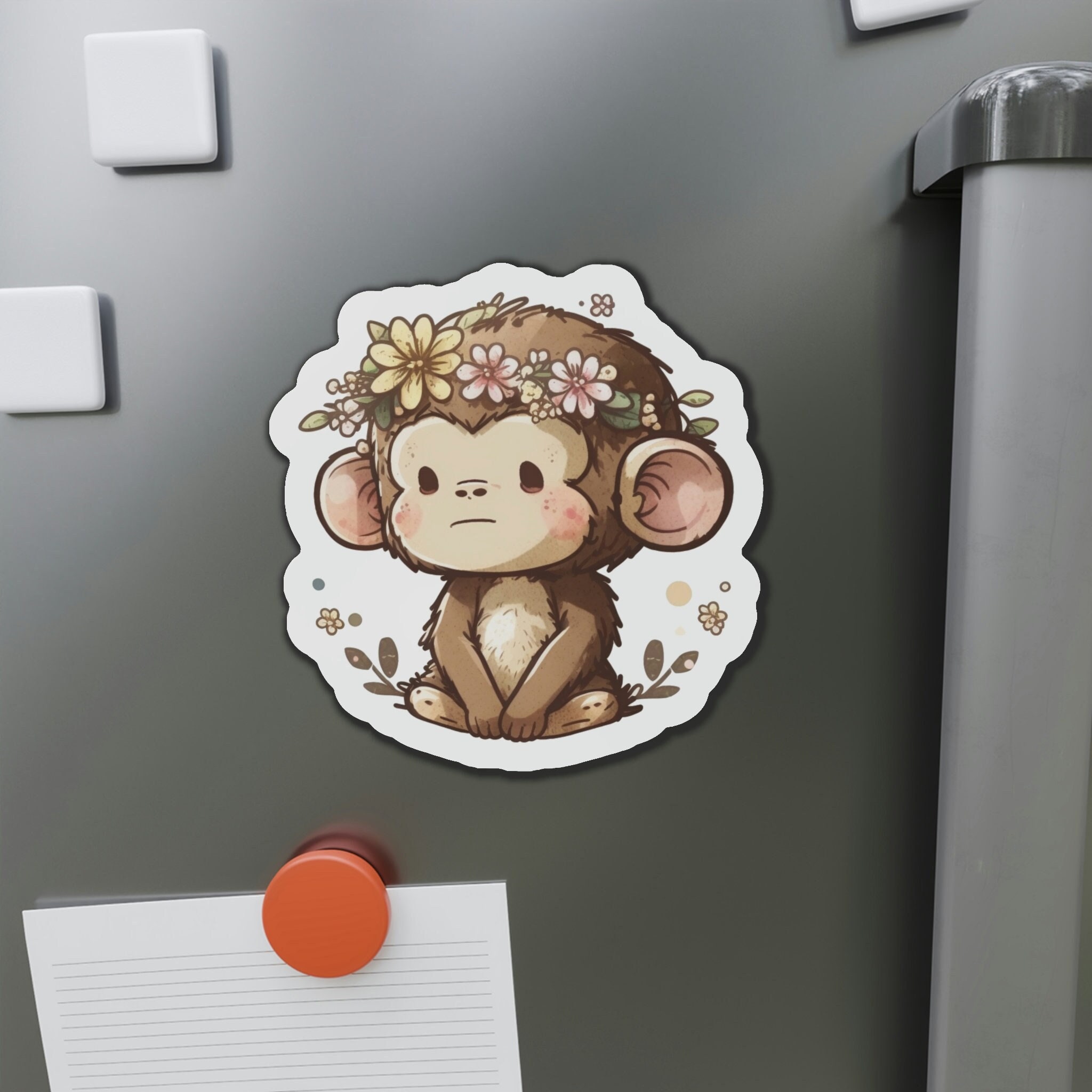 Kawaii Monkey Magnet Watercolor Monkey Magnet whimsical Monkey Magnet ...