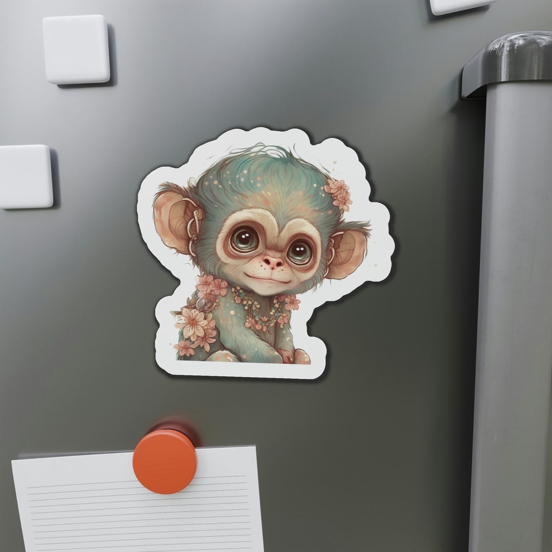 Kawaii Monkey Magnet Watercolor Monkey Magnet whimsical Monkey Magnet ...