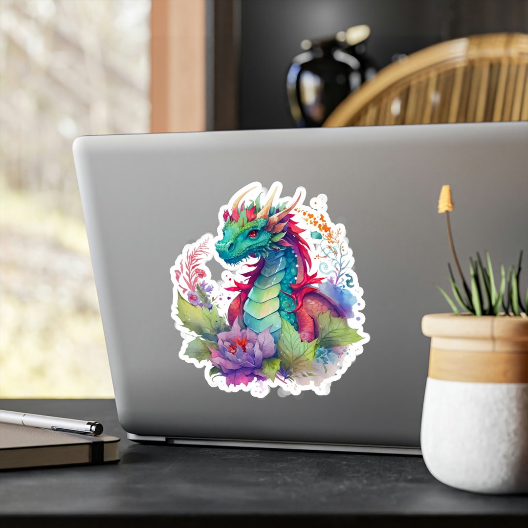 Kawaii Dragon Sticker Watercolor Dragon Sticker Whimsical Dragon ...