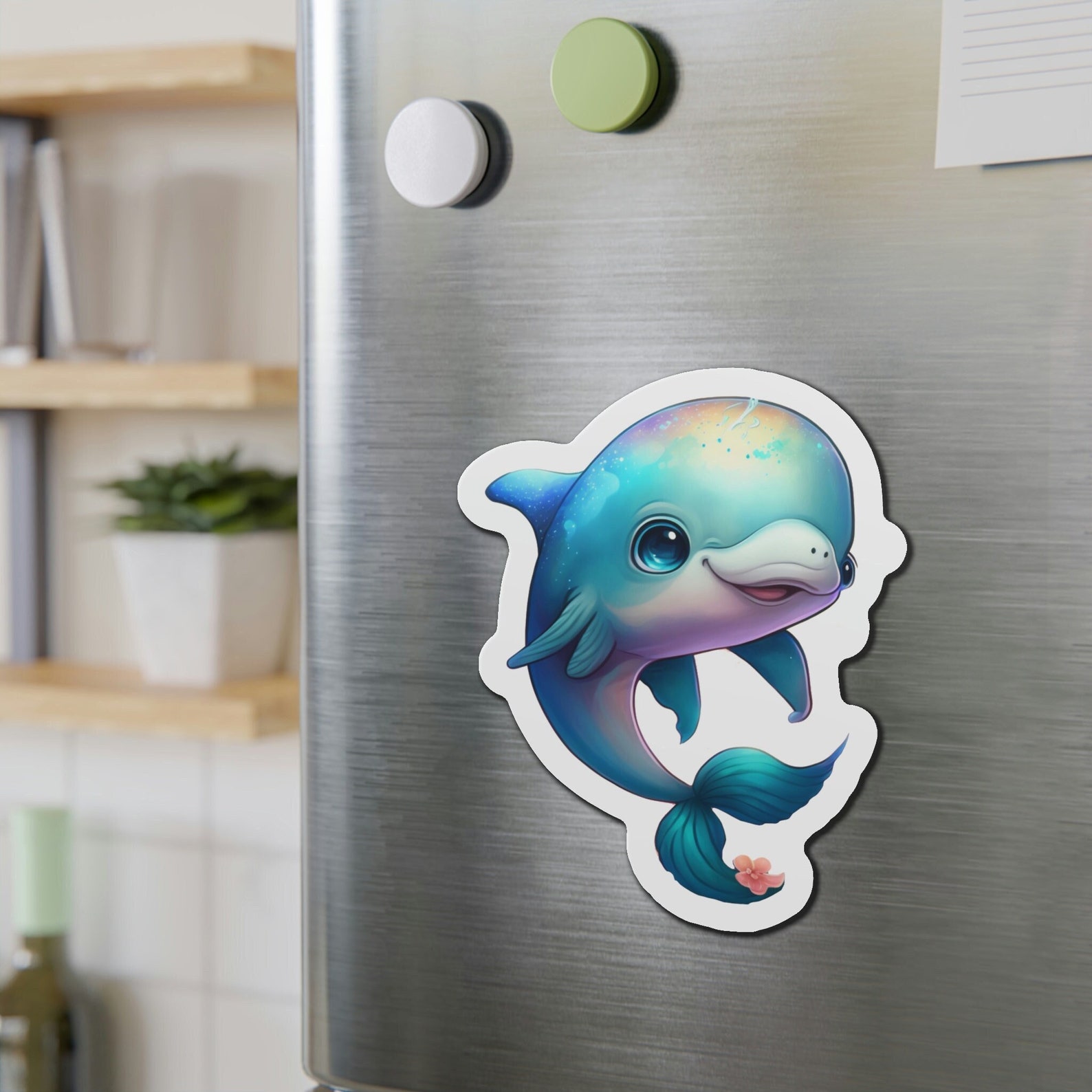 Kawaii Dolphin Magnet Watercolor Dolphin Magnet Whimsical Dolphin ...