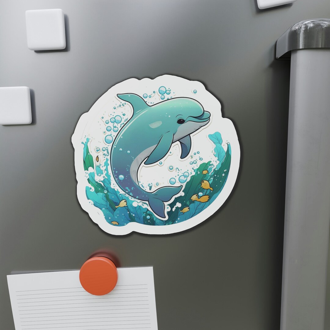 Kawaii Dolphin Magnet Watercolor Dolphin Magnet Whimsical Dolphin ...