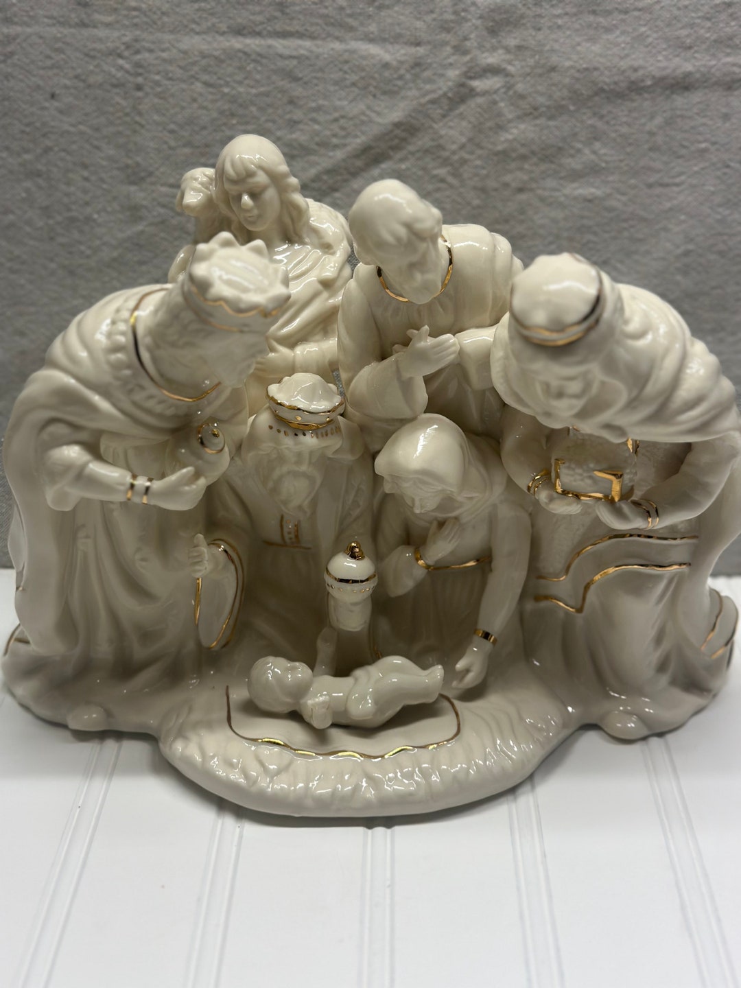 2009 Home Accents Holiday Nativity Scene 8 X 11 Ceramic Ivory Gold - Etsy