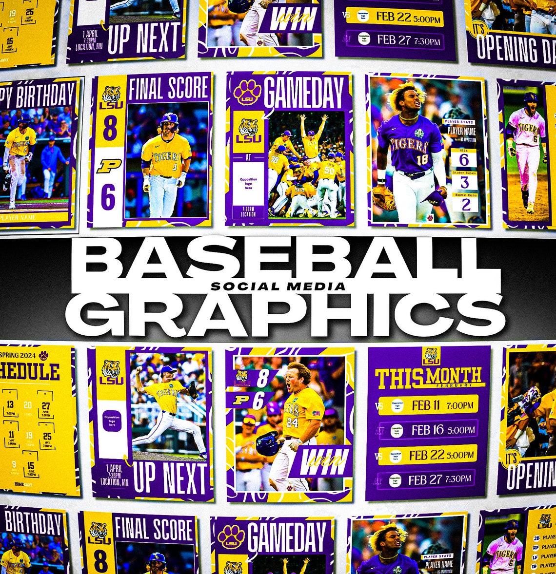 Baseball Sports Social Media Templates Canva Sports Baseball Team ...
