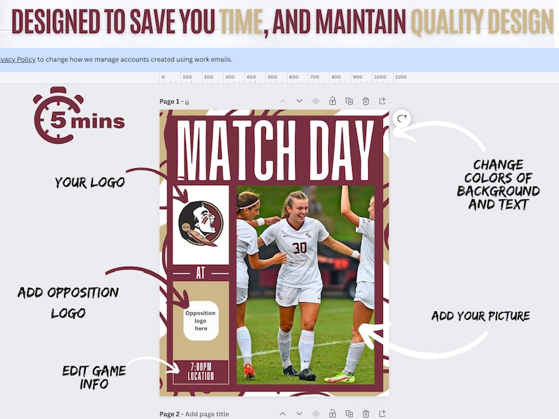 Soccer Template Canva Sports Team Social Media Template Customizable ...