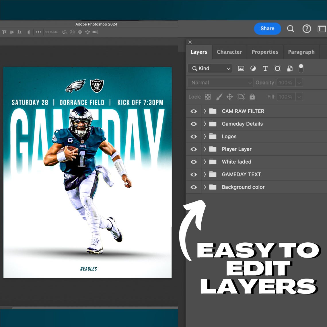 Game Day Social Media Photoshop Template Sports Graphic Customizable ...