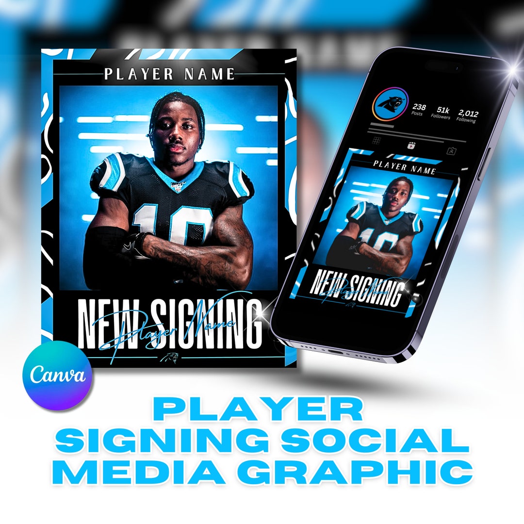 New Signing Social Media Canva Template Customizable Player ...