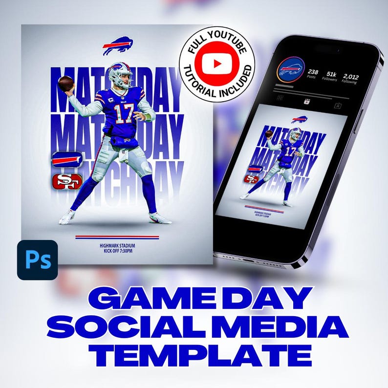 Game Day PSD Template Sports Social Media Graphic Photoshop Gameday ...