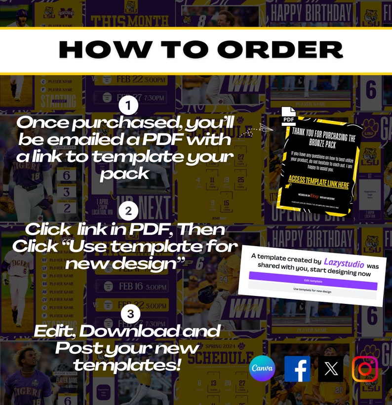 Baseball Sports Social Media Templates Canva Sports Baseball Team ...