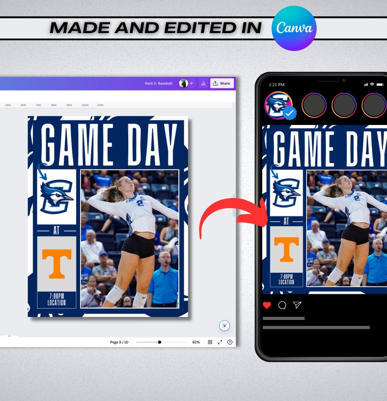 Volleyball Sports Social Media Templates Canva Sports Volleyball Team ...