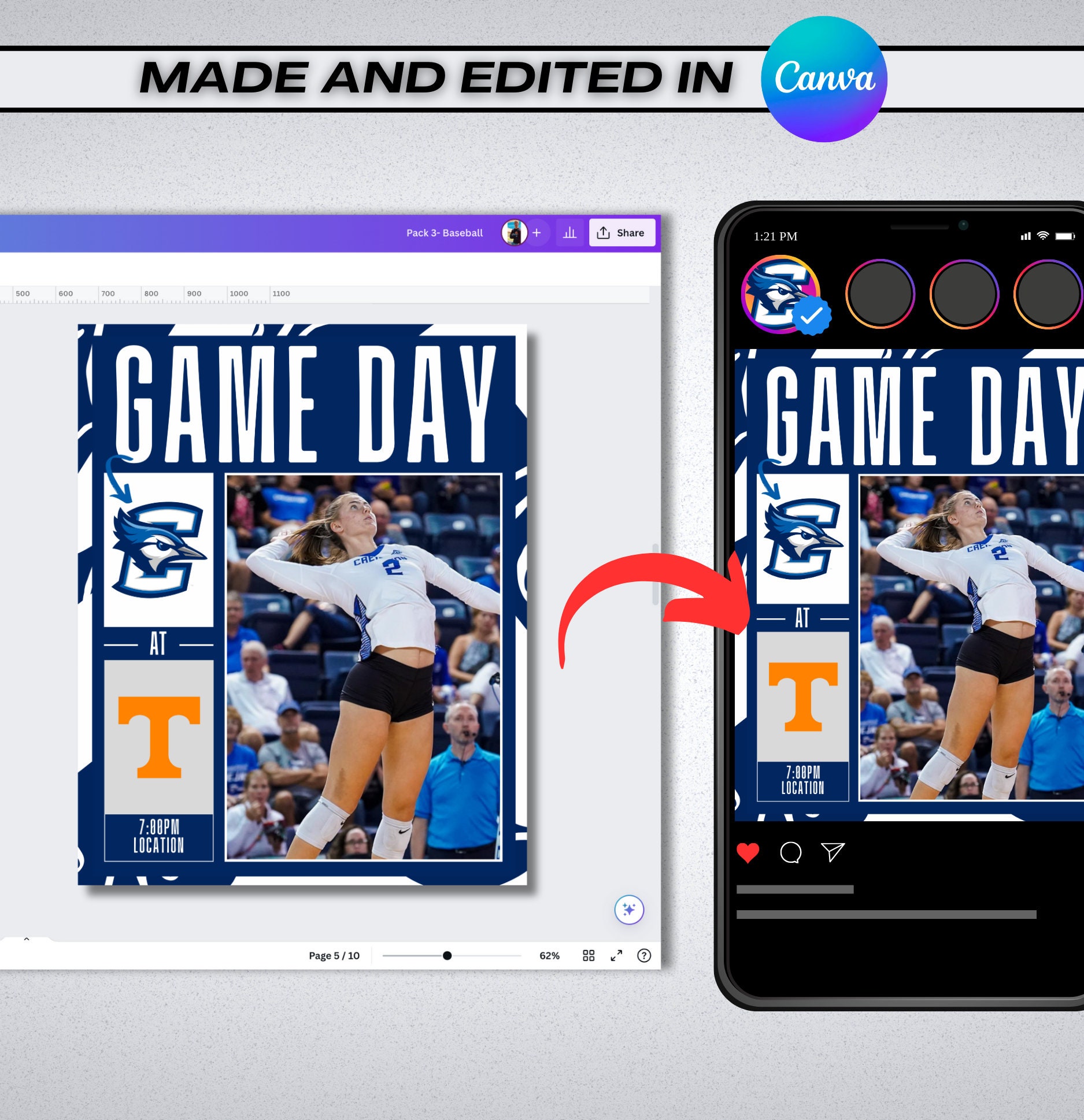 Volleyball Sports Social Media Templates Canva Sports Volleyball Team ...