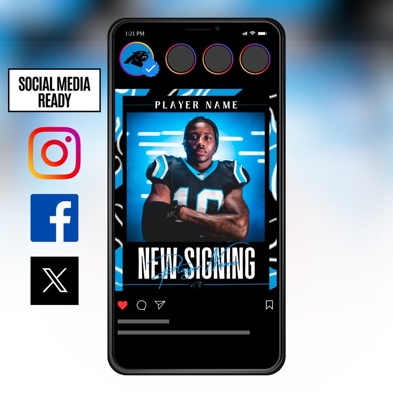 New Signing Social Media Canva Template Customizable Player ...