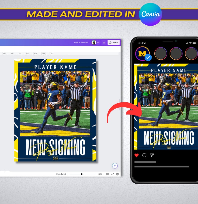 Football Sports Social Media Templates Canva Sports Football Team ...