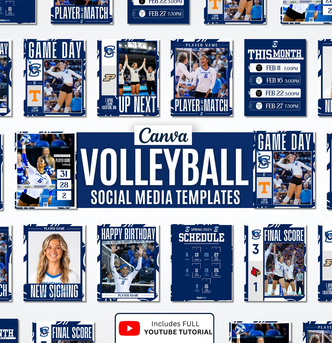 Volleyball Sports Social Media Templates Canva Sports Volleyball Team ...