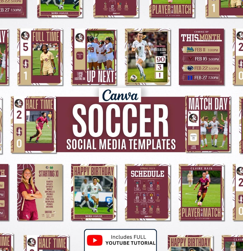 Soccer Social Media Template Canva Pack Graphics Bundle Instagram ...