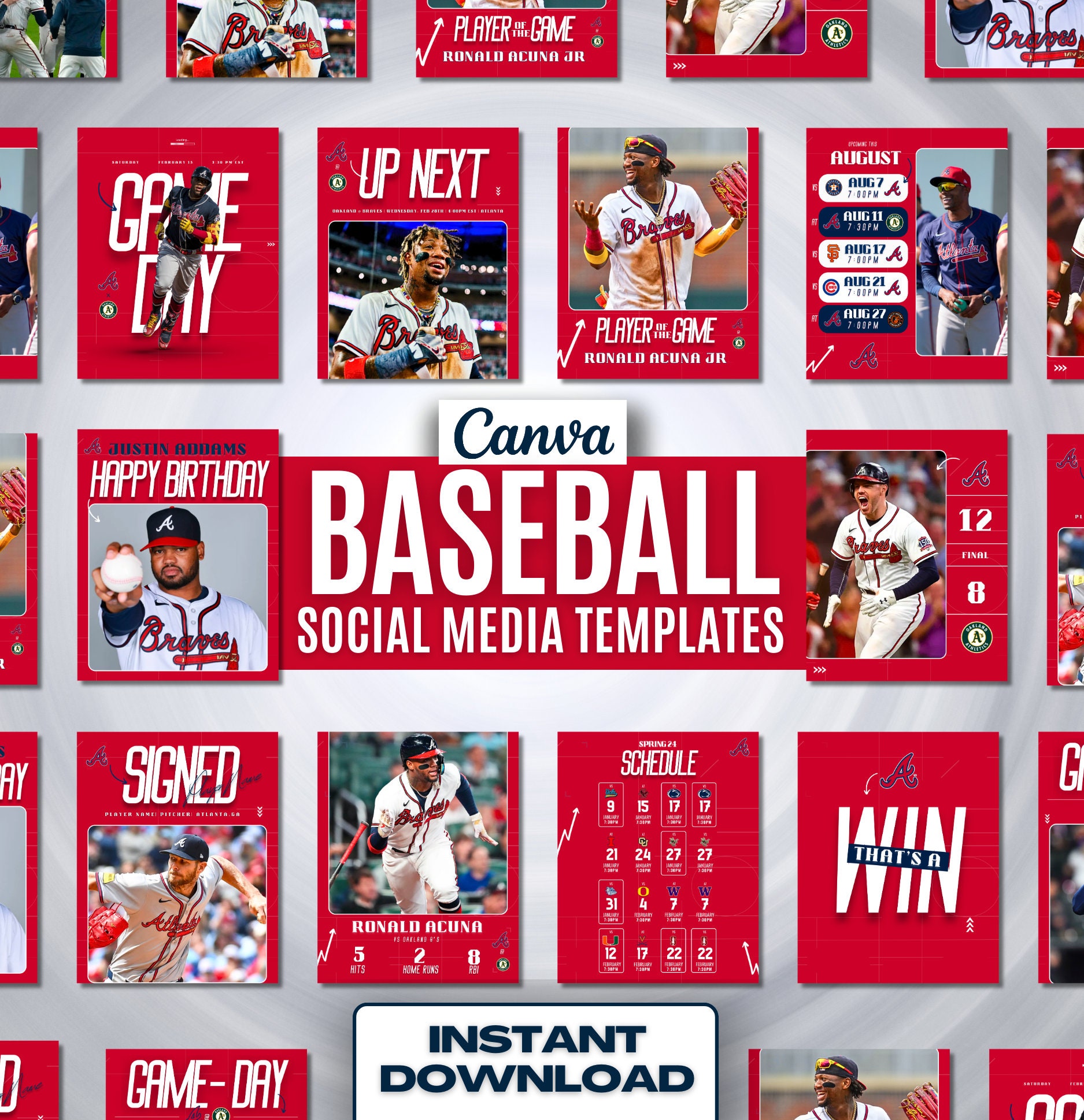 Baseball Sports Social Media Templates Canva Sports Baseball Team ...