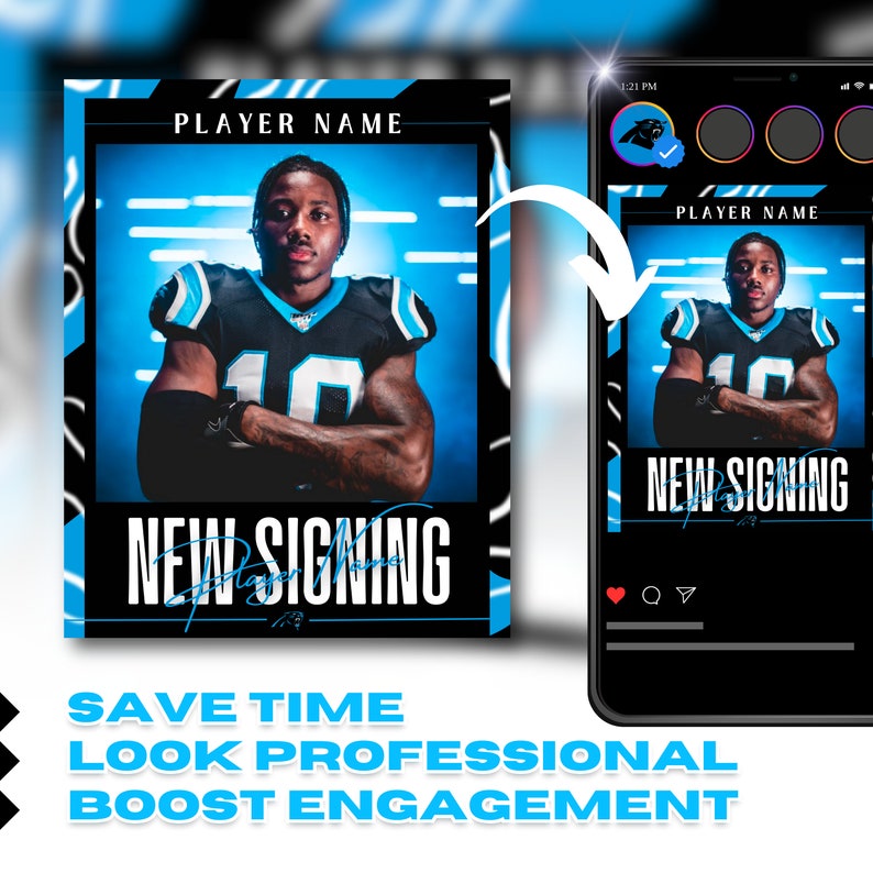 New Signing Social Media Canva Template Customizable Player ...