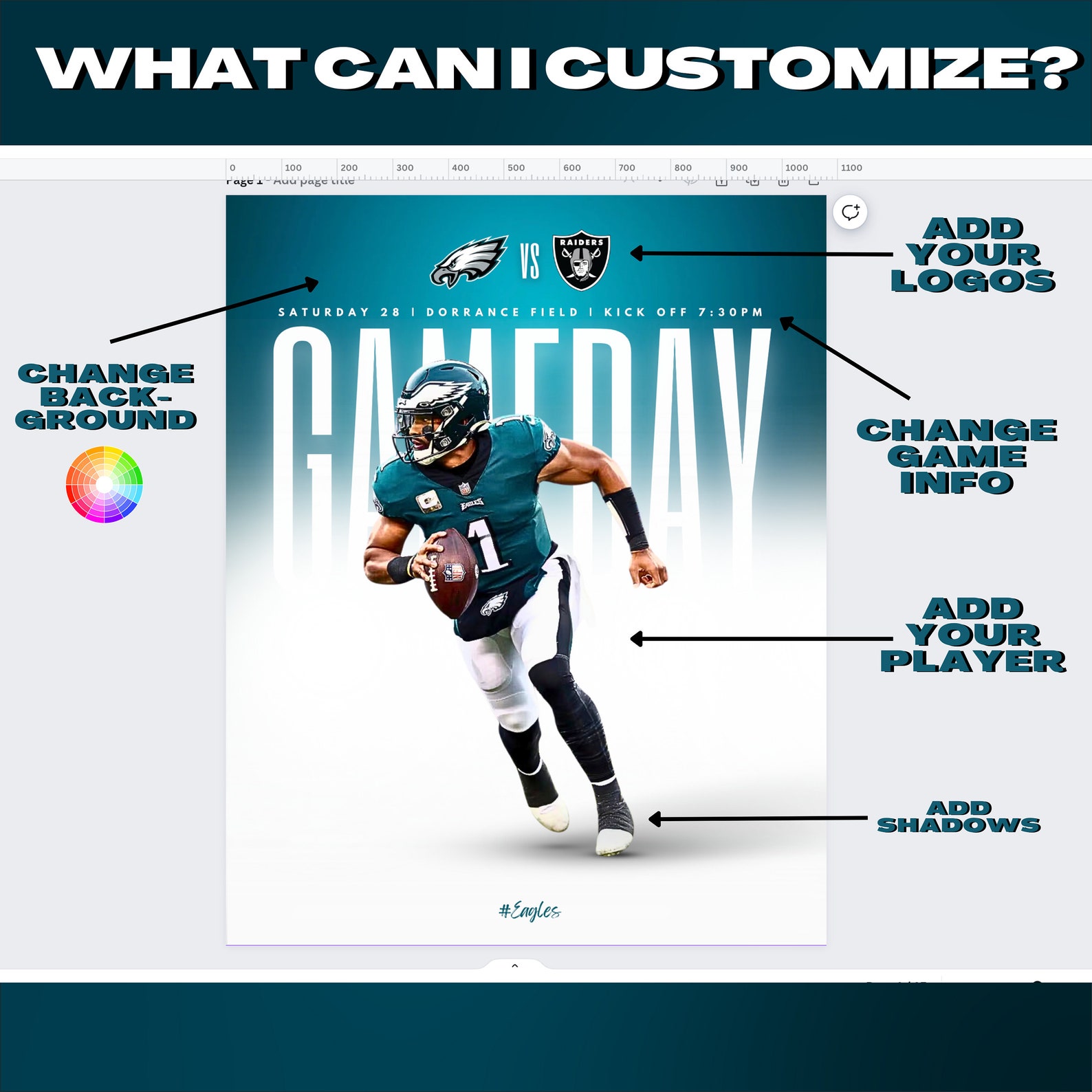 Game Day Social Media Canva Template Sports Graphic Customizable Match ...